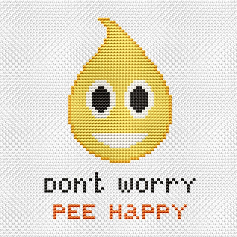 Pee Emoji Funny Cross Stitch PDF Pattern Don't Worry Pee | Etsy