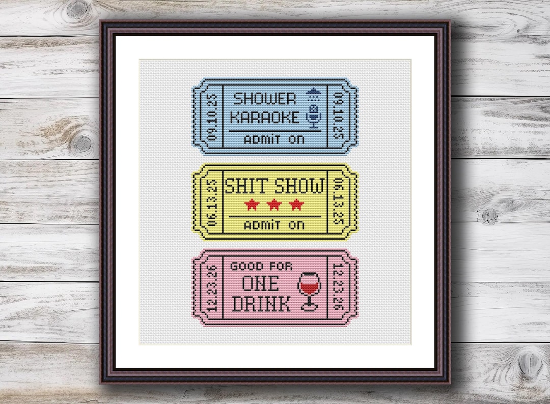 Funny Tickets Cross Stitch Pattern PDF - Shit Show Ticket - Shower ...