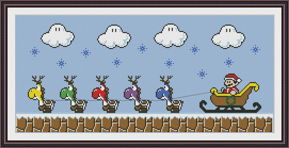 8 Bit Super Mario Christmas Funny Cross Stitch PDF Pattern | Etsy