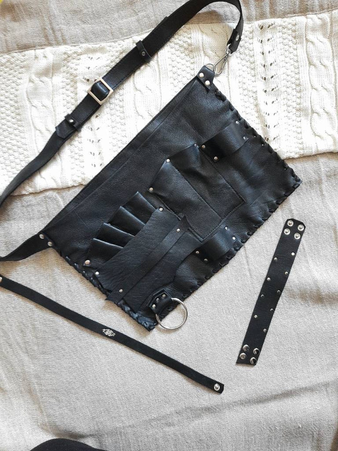 Leather Barber Tool Belt, Hairdresser Scissors Hip Bag, Leather ...