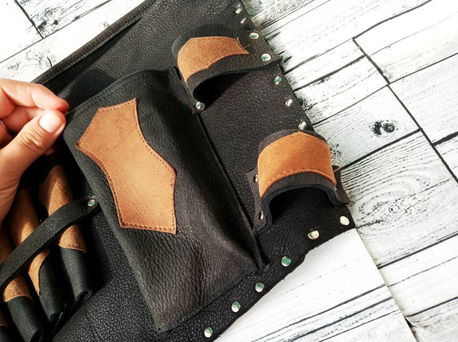 Free Shipping + Gift. Leather Scissors Case, Barber Apron, Hairdressers ...