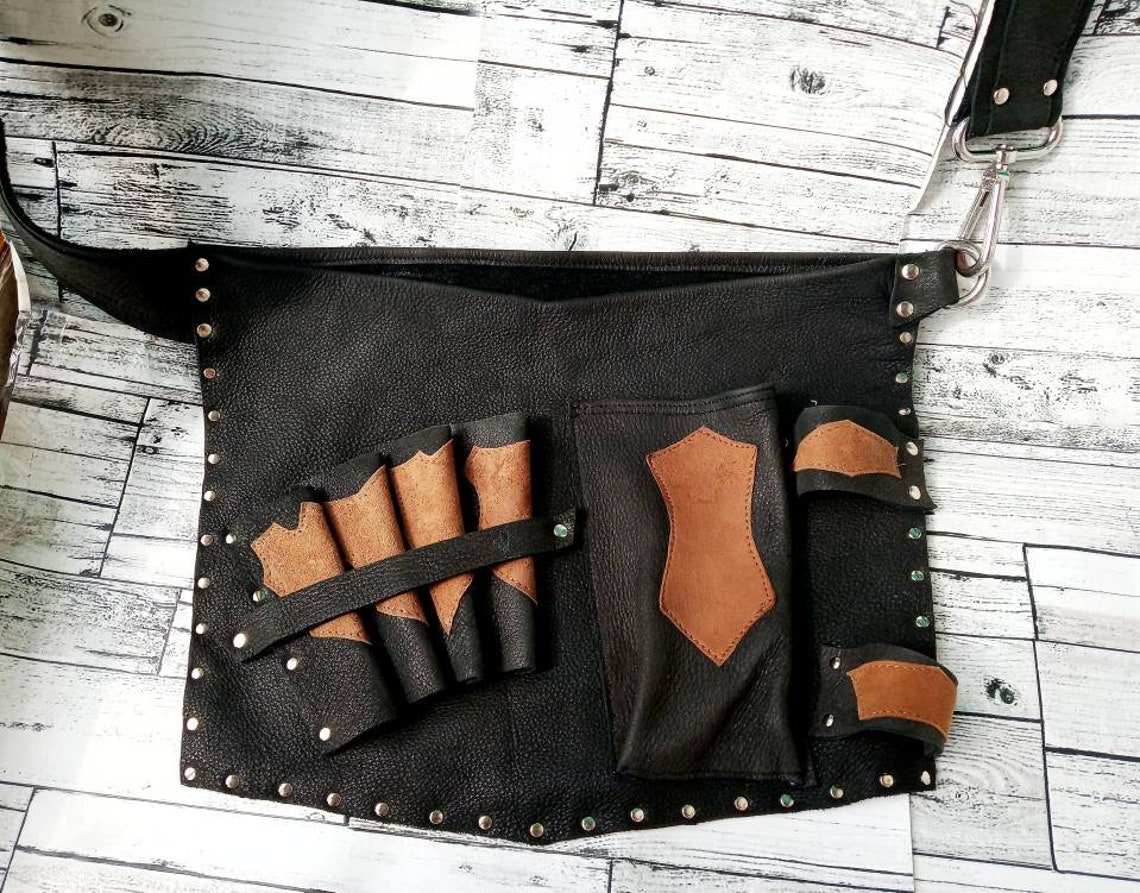 Free Shipping + Gift. Leather Scissors Case, Barber Apron, Hairdressers ...