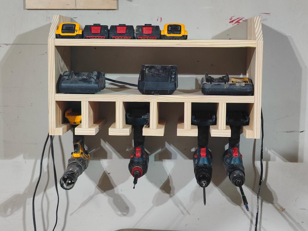 Power Tool Organizer Storage Shelf Wall Hanging Holds Six Power Tools ...
