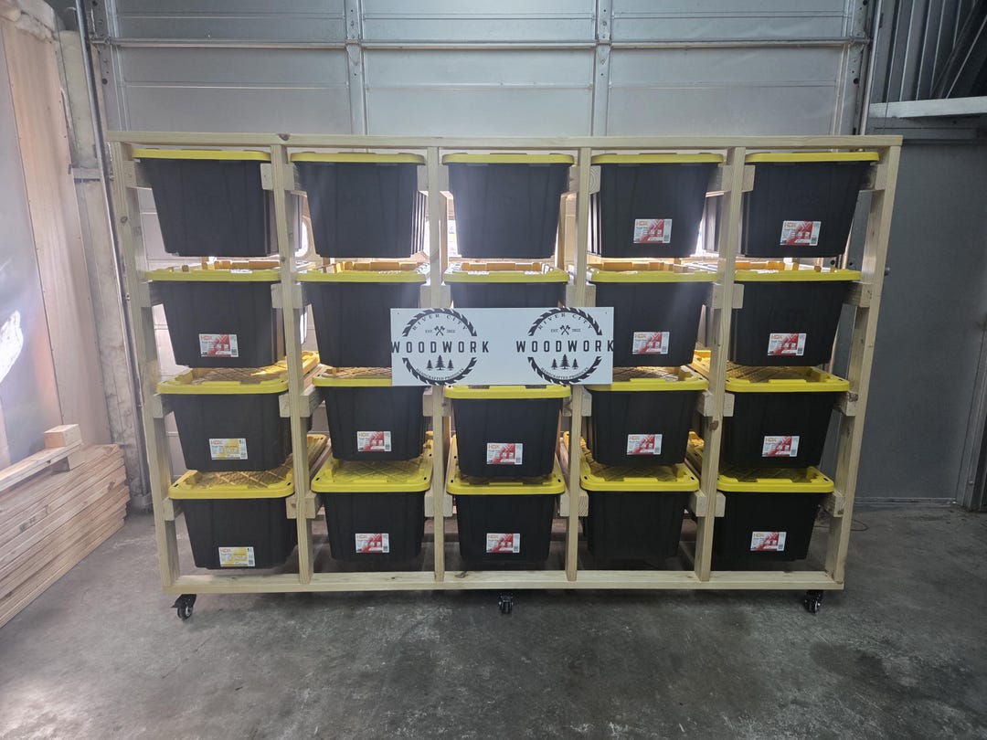 Mobile Storage Shelf Organizer for Garage Holds 27 Gallon Totes With ...