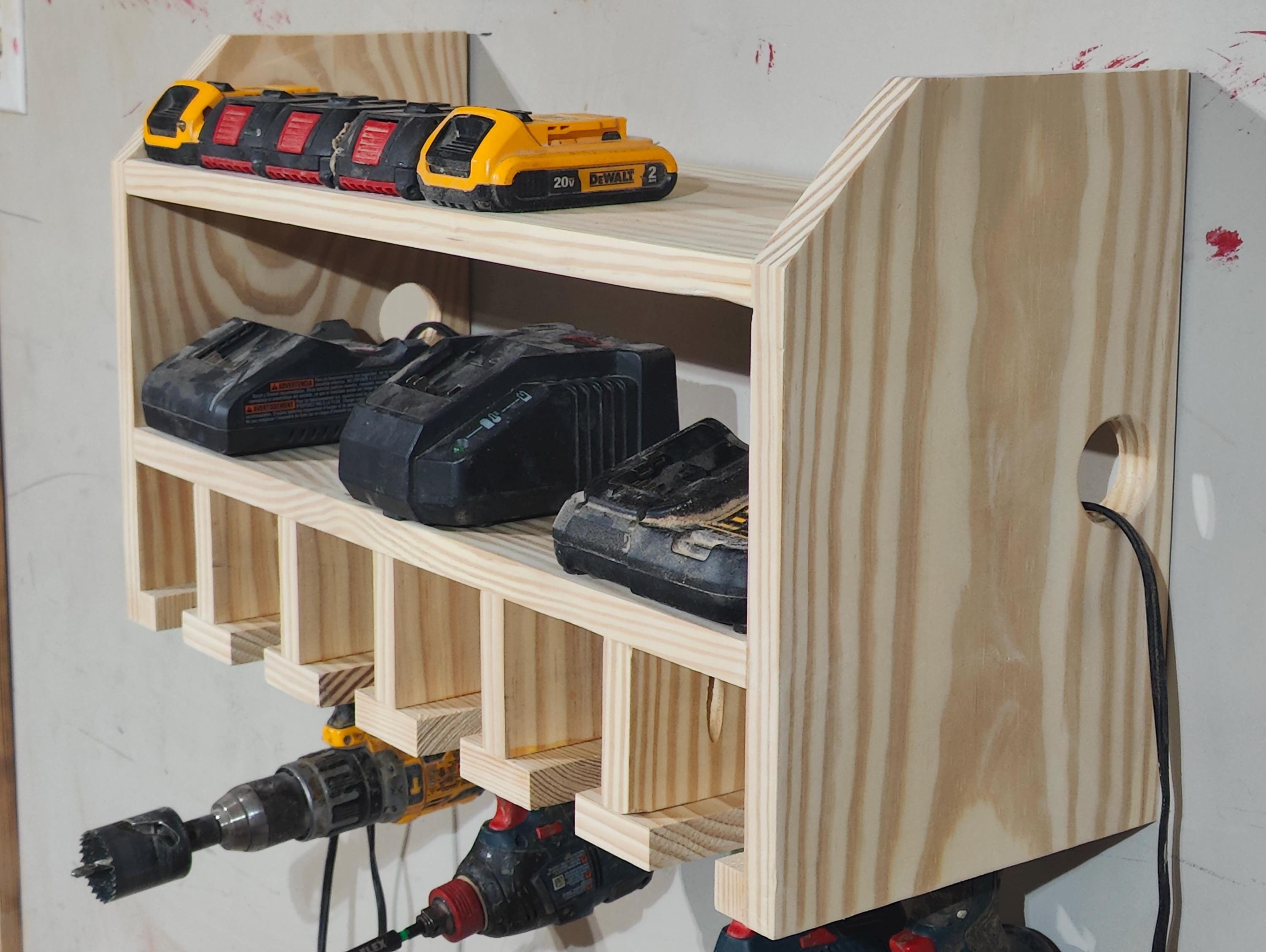 Power Tool Organizer Storage Shelf Wall Hanging Holds Six Power Tools ...