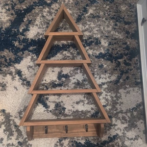 Christmas Tree Shelf Key Chain Holder Rack Stocking Hanger Wood Hand ...
