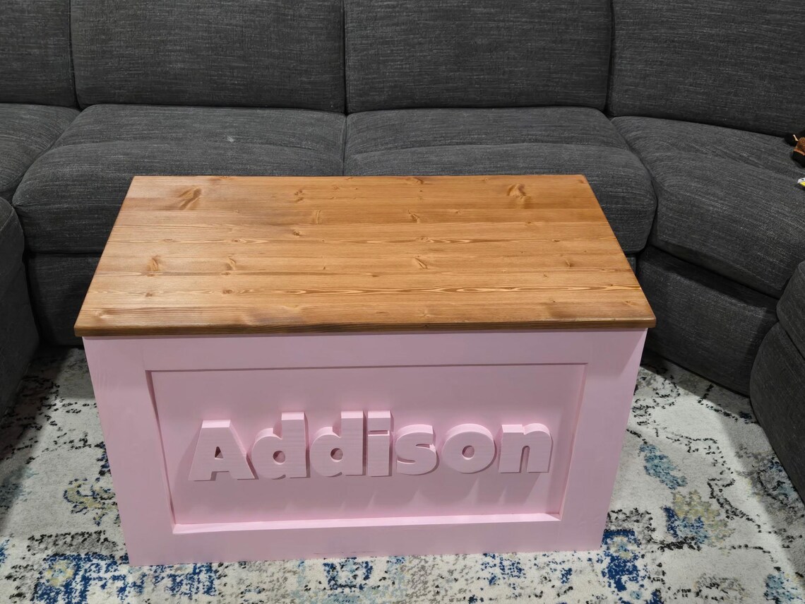 Customized Toy Box With Your Child's Name Custom Colors 34x22x18 Free ...