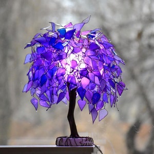 Tree-shaped Light Purple Jacaranda Flower Style, Extravagant Table Lamp ...