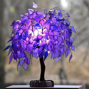 Tree-shaped Light Purple Jacaranda Flower Style, Extravagant Table Lamp ...