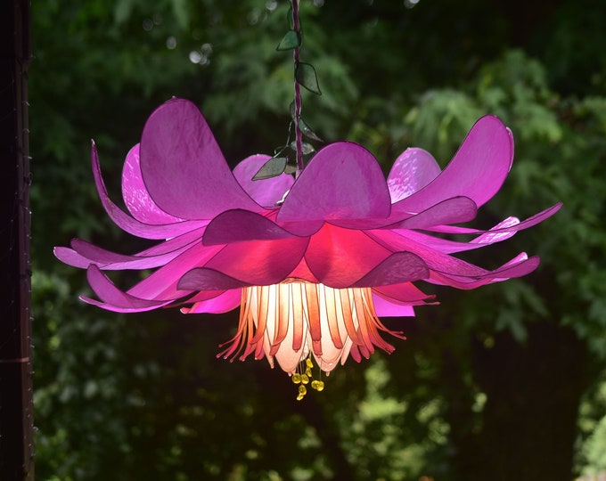 Flower Shape Chandelier Pink Fuchsia, Suspension Lamp Fairy Style for ...