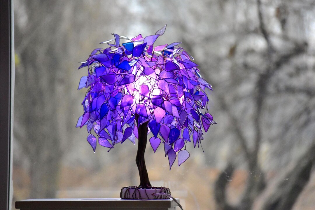 Tree-shaped Light Purple Jacaranda Flower Style, Extravagant Table Lamp ...