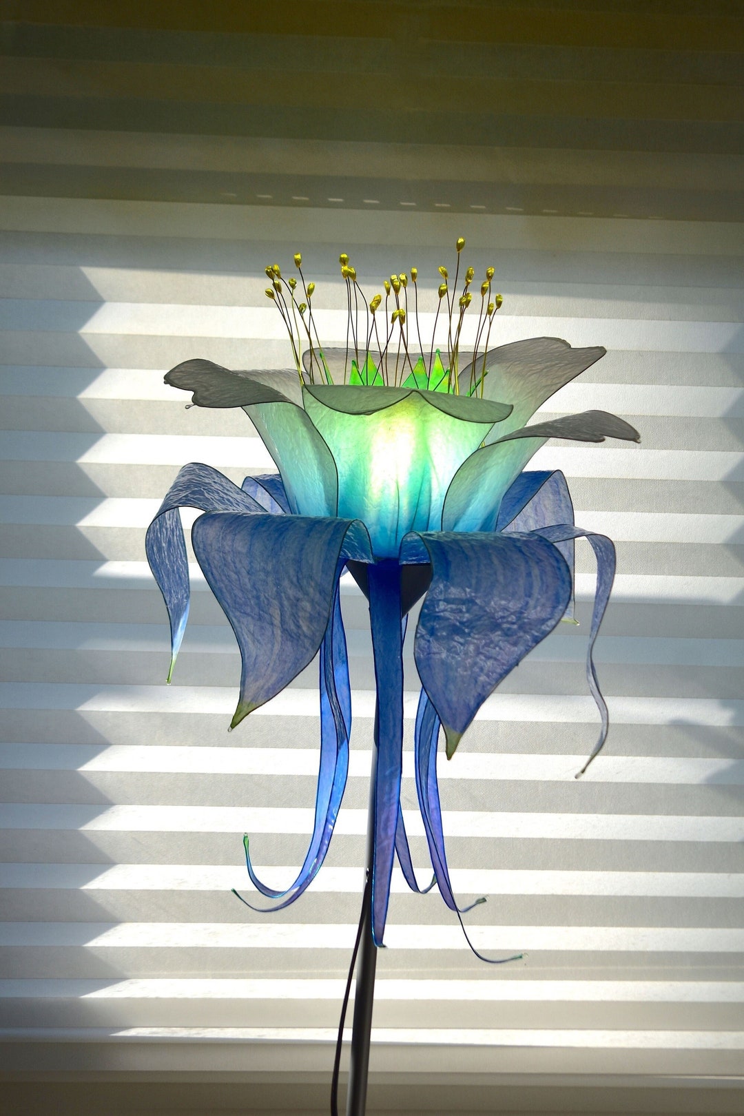Floor Lamp Light Blue Columbine Fantastic Flower Turquoise - Etsy