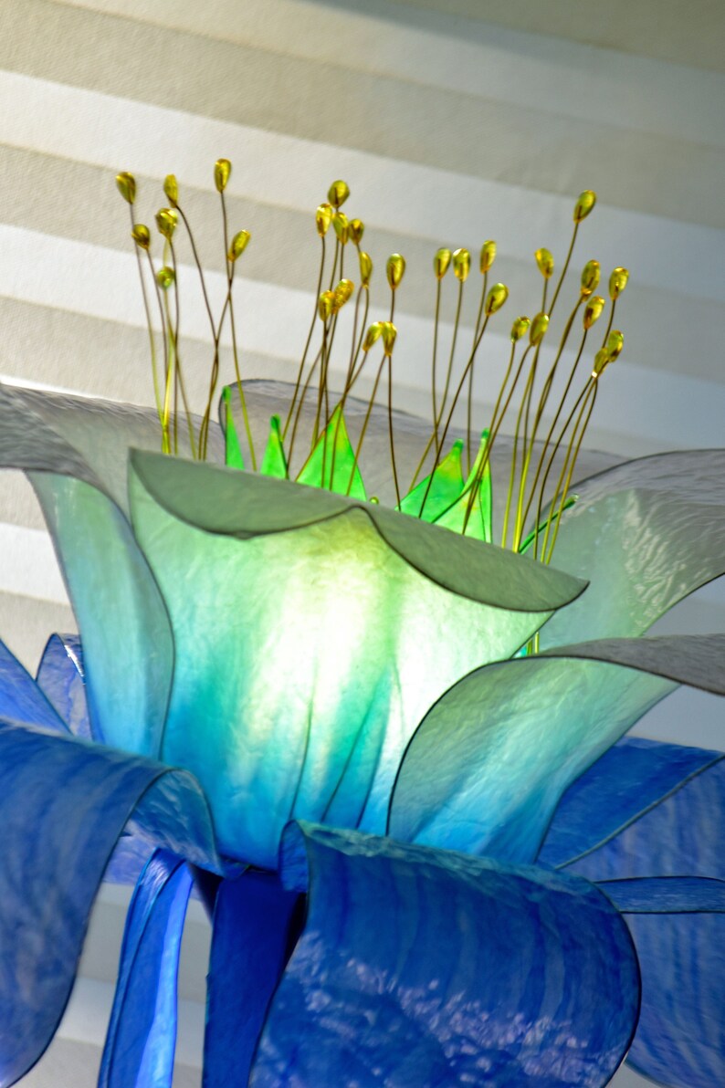 Floor Lamp Light Blue Columbine Fantastic Flower Turquoise - Etsy