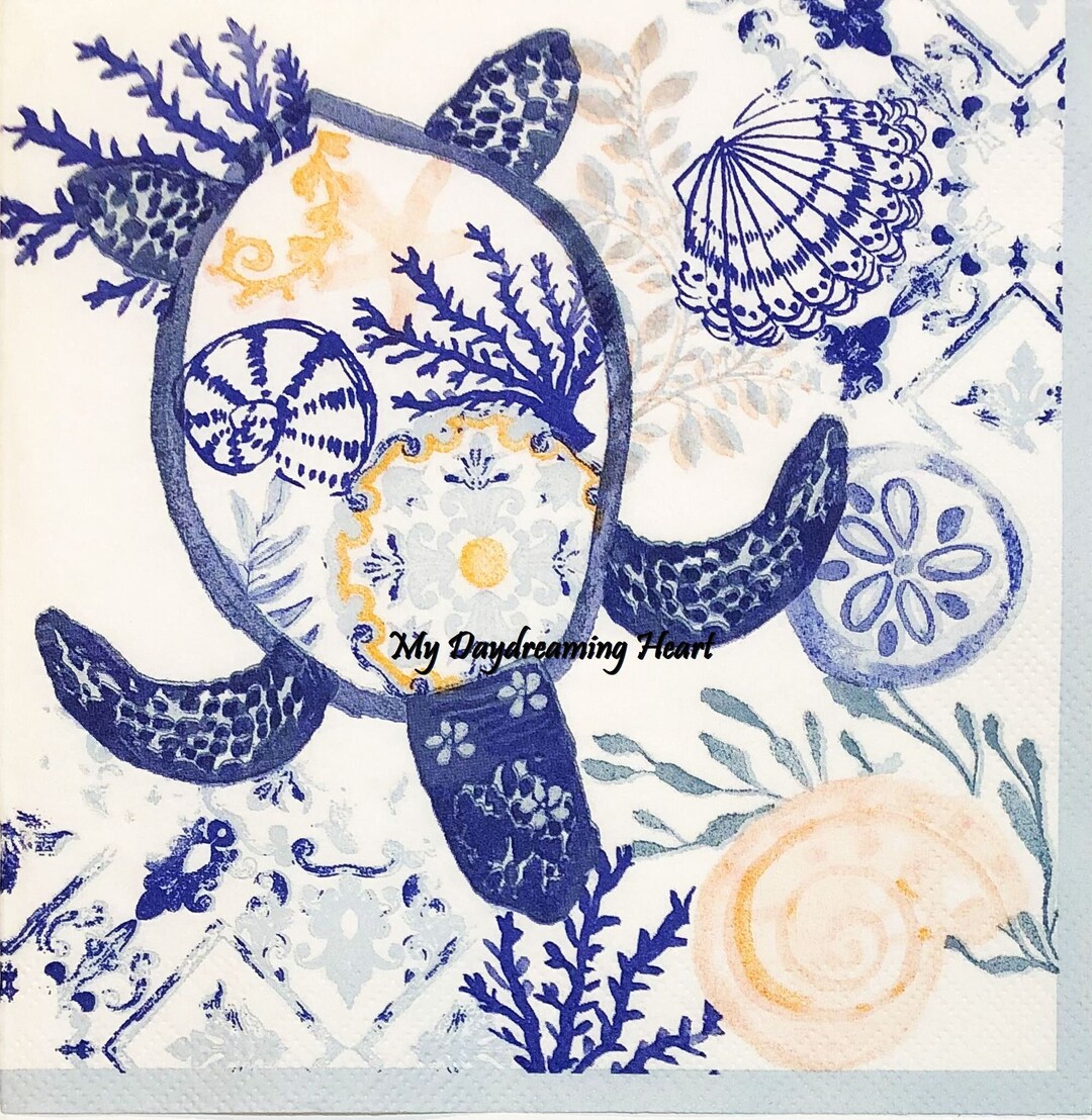 Coastal Sea Turtle Luncheon Napkins Ocean Sea Life Decoupage Napkins - Etsy