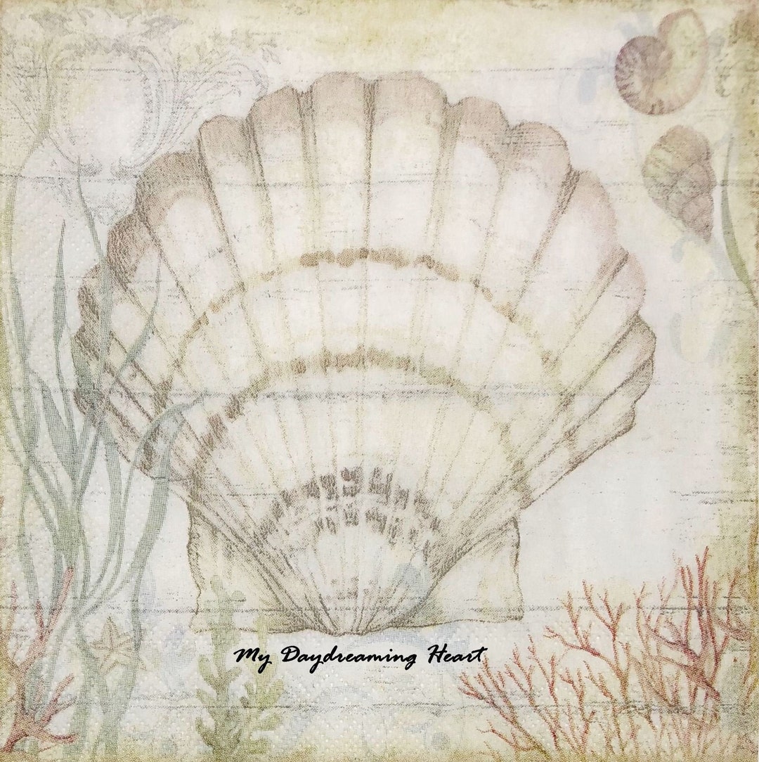 Scallop Shell Napkins for Decoupage Coastal Sea Life Decoupage Napkins ...