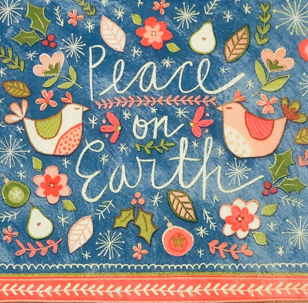 Peace on Earth Decoupage Napkins Christmas Folk Art Lunch Napkins ...