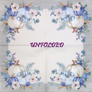 Grey & Blue Fall Pumpkins Decoupage Napkins 13 X 13 Autumn Napkins for ...