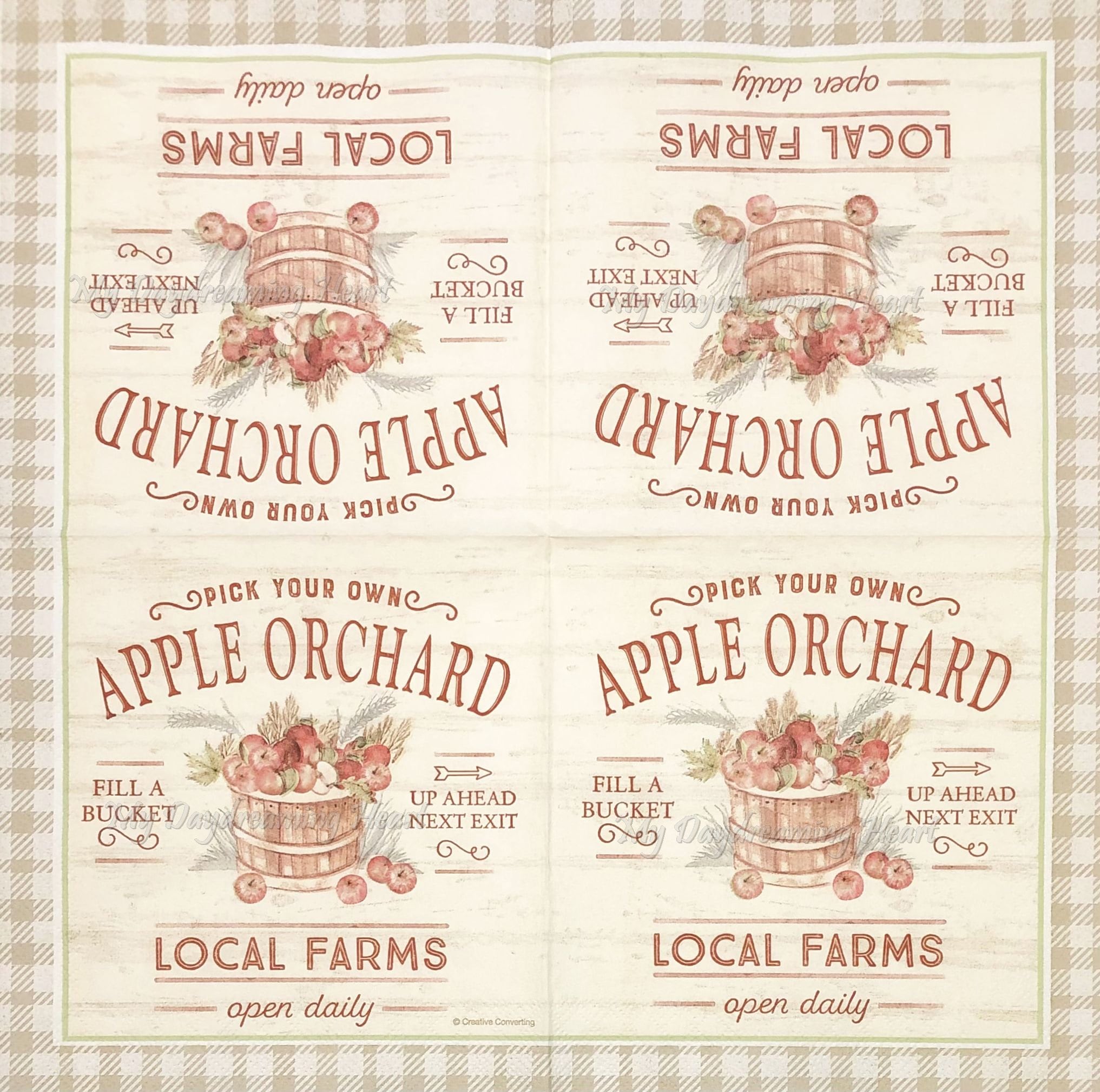 Apple Orchard Decoupage Napkins Pick Your Own Apples Sign - Etsy