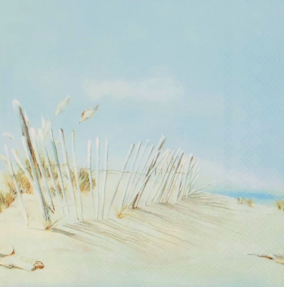 Beach Fence Decoupage Napkins Coastal Seaside 13 X 13 Lunch Napkins ...