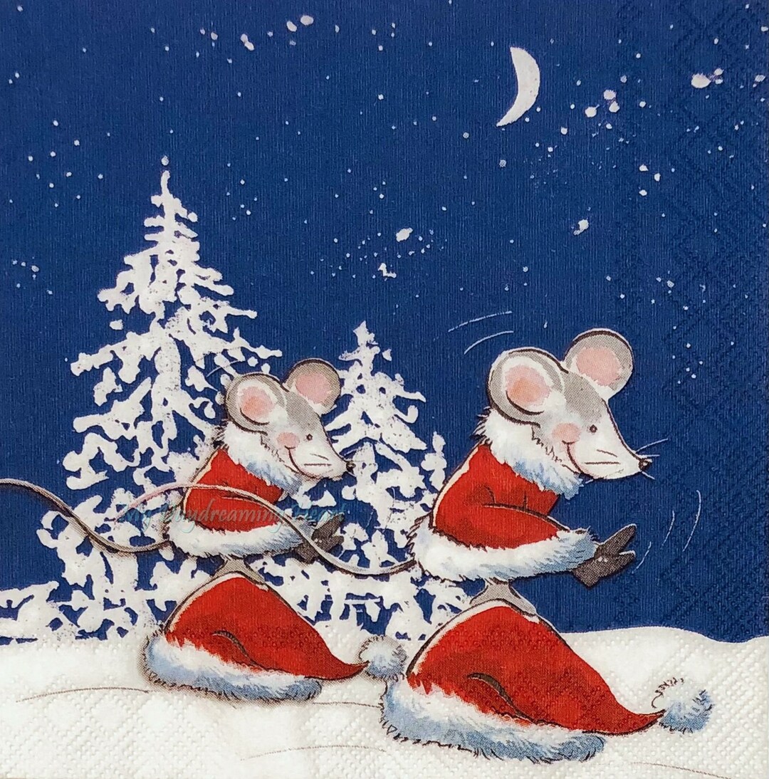 Mice in Santa Suits Beverage Napkins Leapfrogging Mice - Etsy