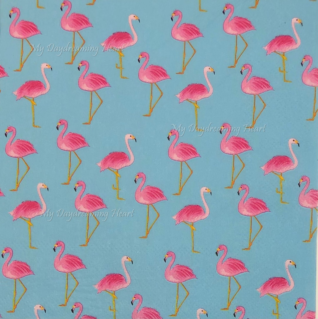 Pink Flamingo Decoupage Napkins Set of 3 Lunch 13" X 13" Craft Napkins ...
