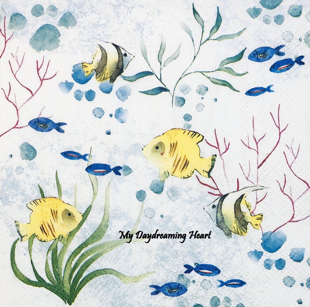 Ocean Fish Decoupage Napkins Set of 3 Lunch 13" X 13" Craft Napkins - Etsy
