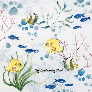Ocean Fish Decoupage Napkins Set of 3 Lunch 13" X 13" Craft Napkins - Etsy