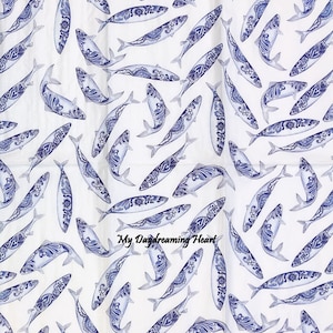 Paisley Fish Decoupage Napkins White & Blue Fish Buffet Napkins ...