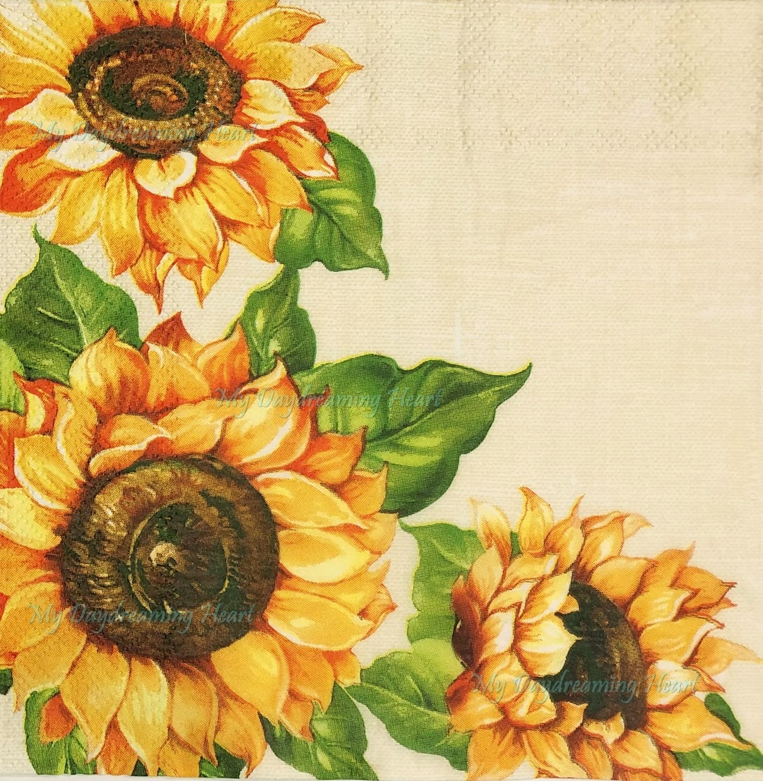 Sunflowers Decoupage Lunch Napkins for Crafts, Decoupage, Journals ...
