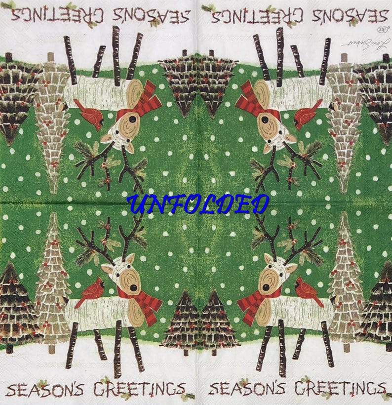 Reindeer Decoupage Napkins Set of 2 Beverage 10" X 10" Craft Napkins - Etsy