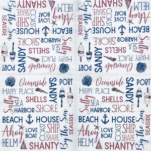 Beachy Coastal Words Decoupage Beverage Craft Napkins Decoupage ...