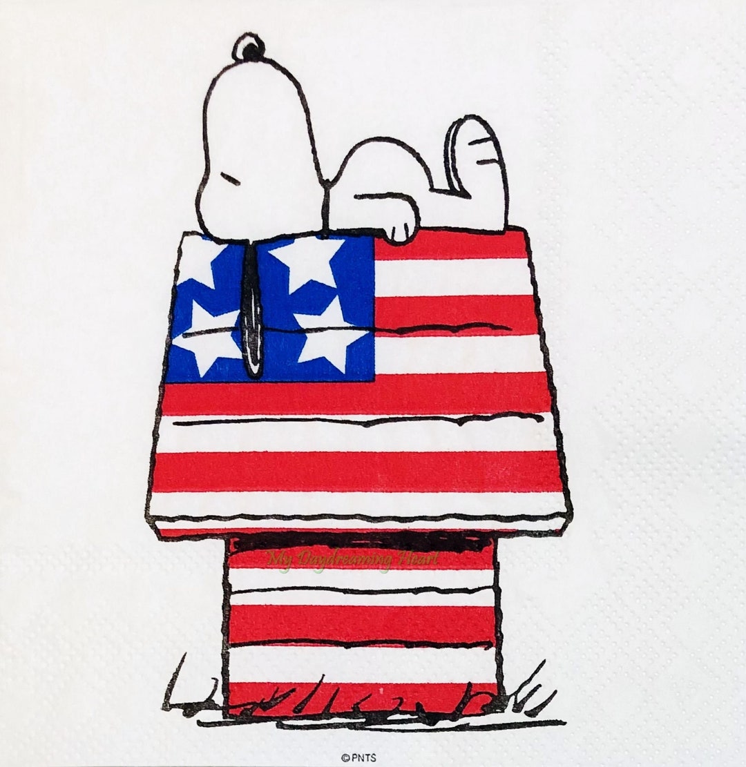 Patriotic Snoopy Decoupage Napkins 4th of July Snoopy Cocktail Napkins ...