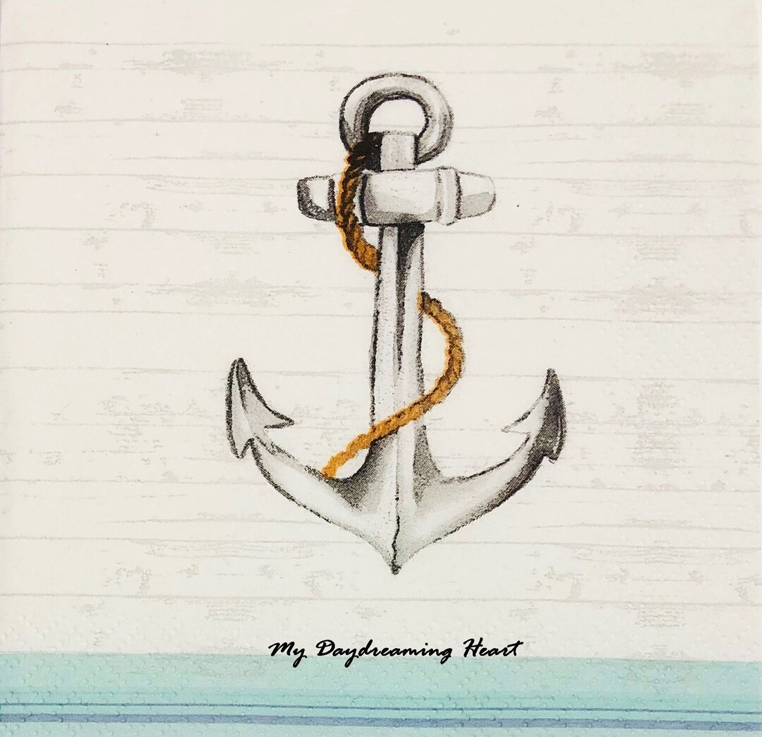 Anchor Napkins for Decoupage Nautical Coastal Decoupage Napkins Card ...