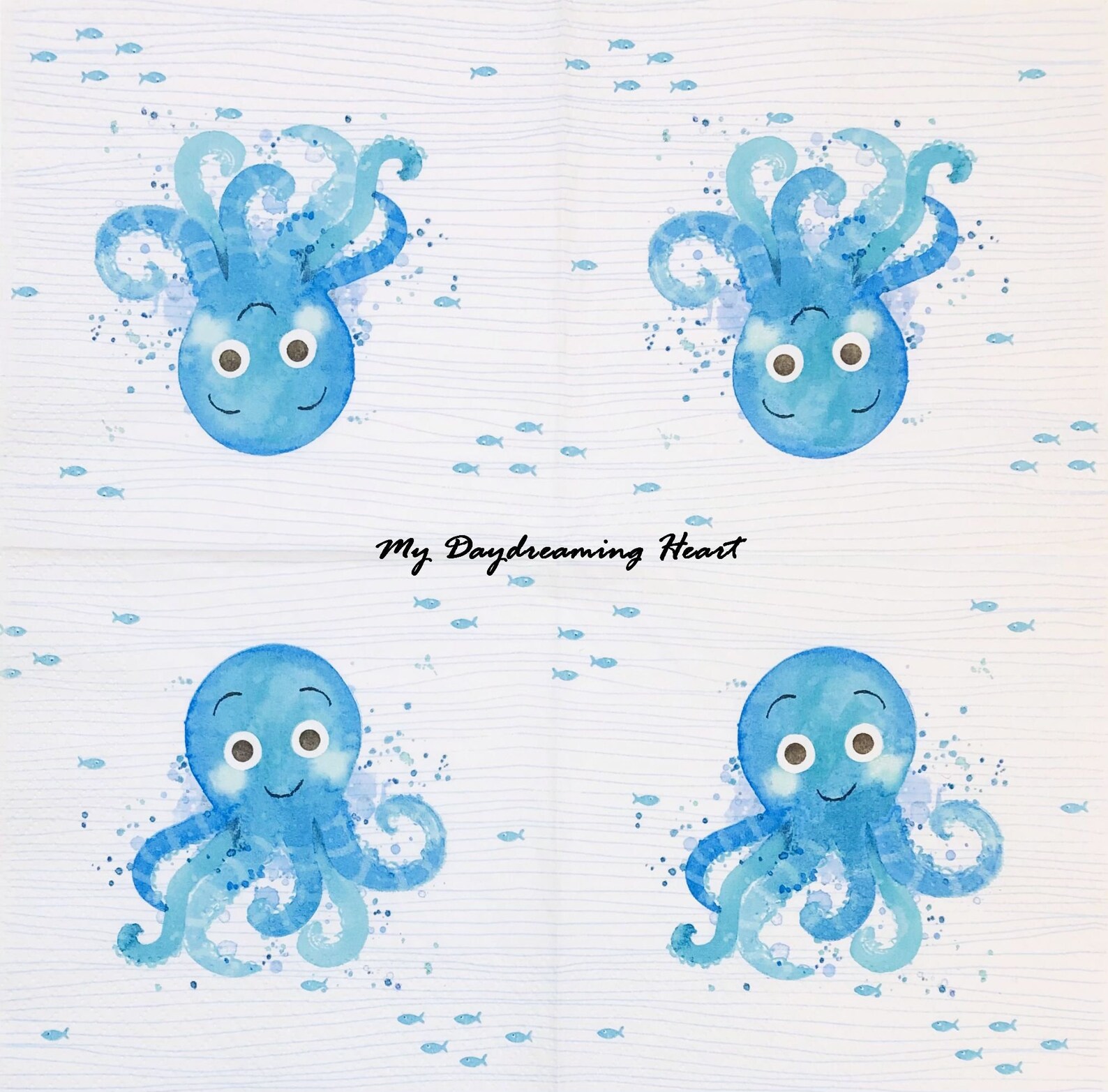 Octopus Decoupage Paper Napkins Coastal Sea Life Decoupage - Etsy