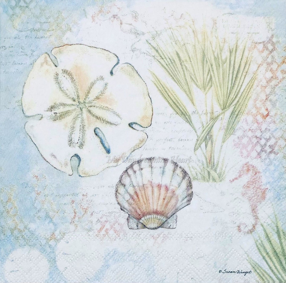 Beach Treasures Decoupage Napkins Sand Dollar Beverage Napkins ...