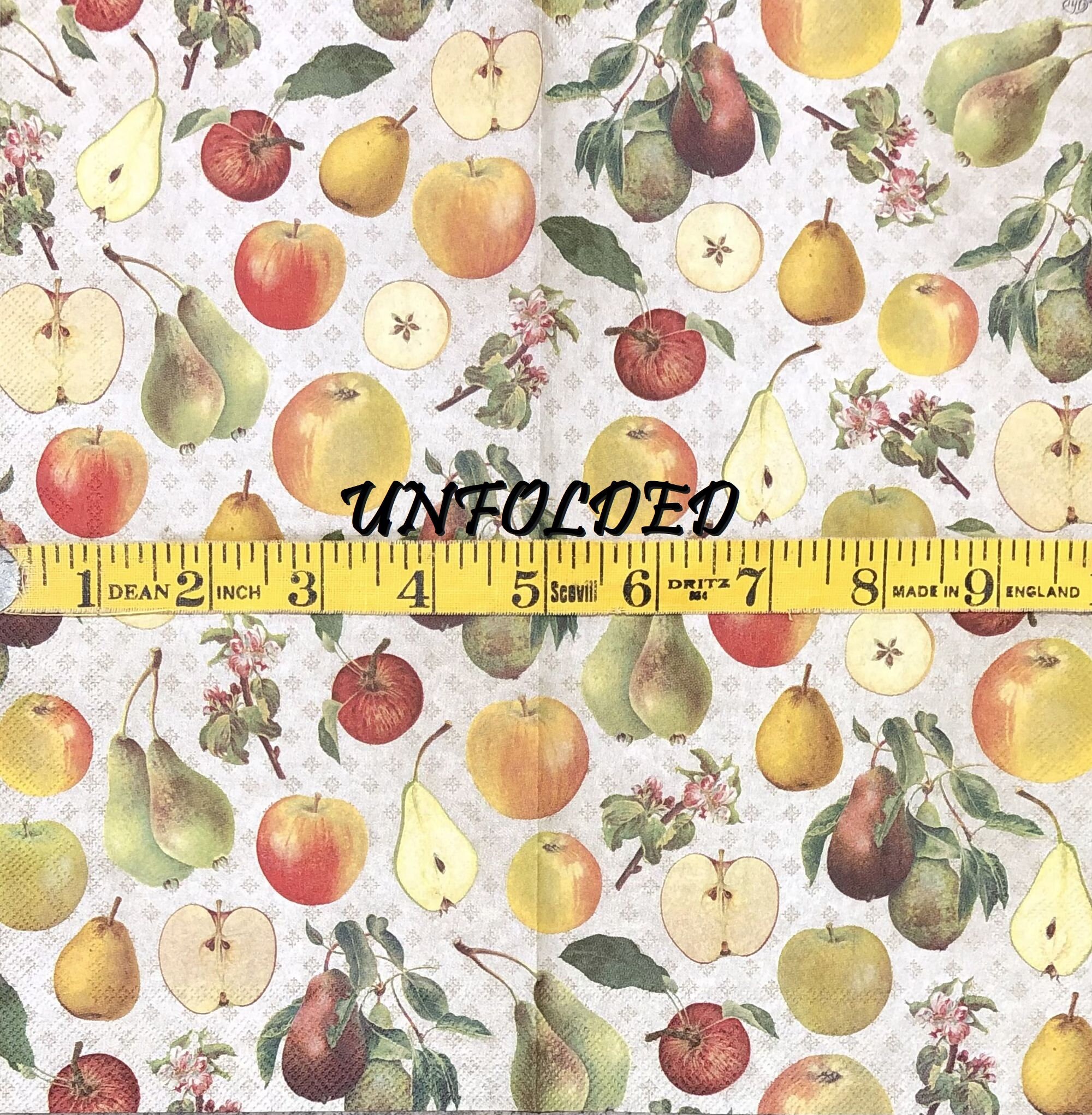 Pears Apples Decoupage Napkins Set of 2 Beverage 10" X 10" Fruit Craft ...