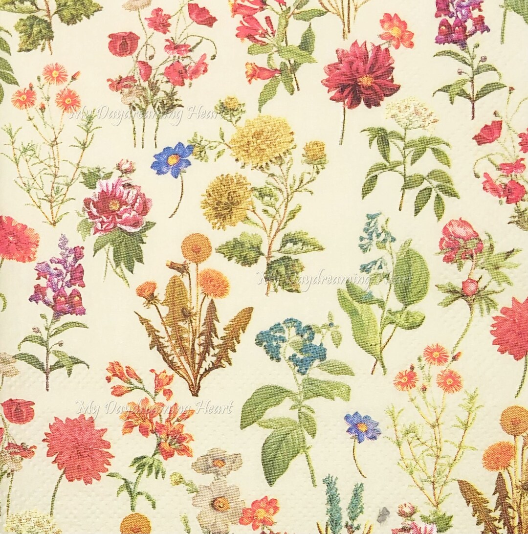Flower Snippets Decoupage Napkins Wildflowers & More 10 X 10 Cocktail ...