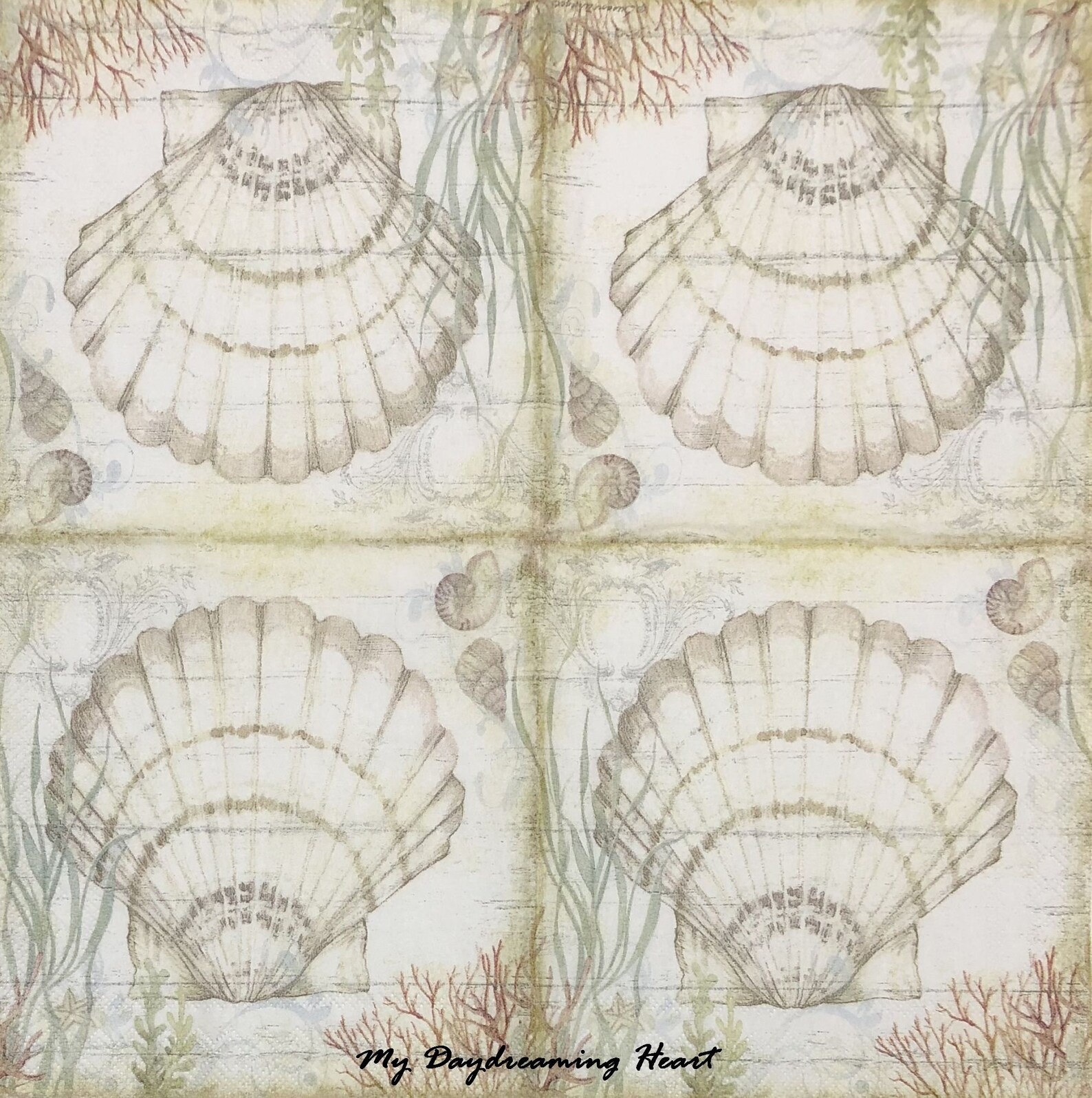 Scallop Shell Napkins for Decoupage Coastal Sea Life Decoupage | Etsy