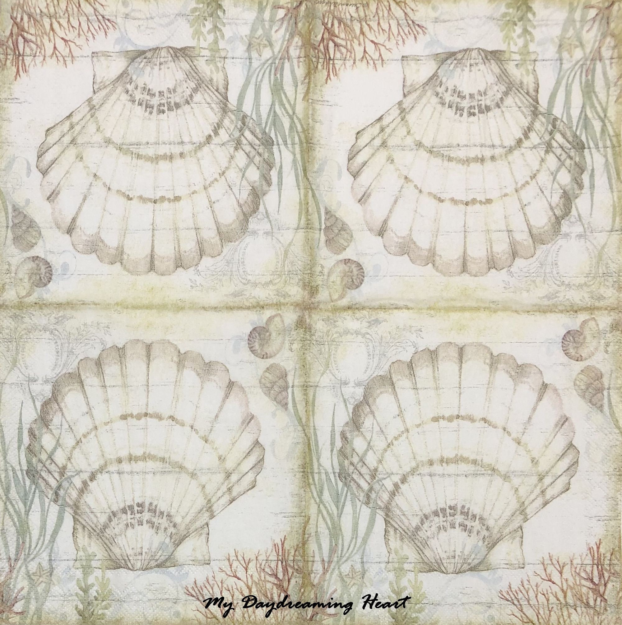 Scallop Shell Napkins for Decoupage Coastal Sea Life Decoupage | Etsy