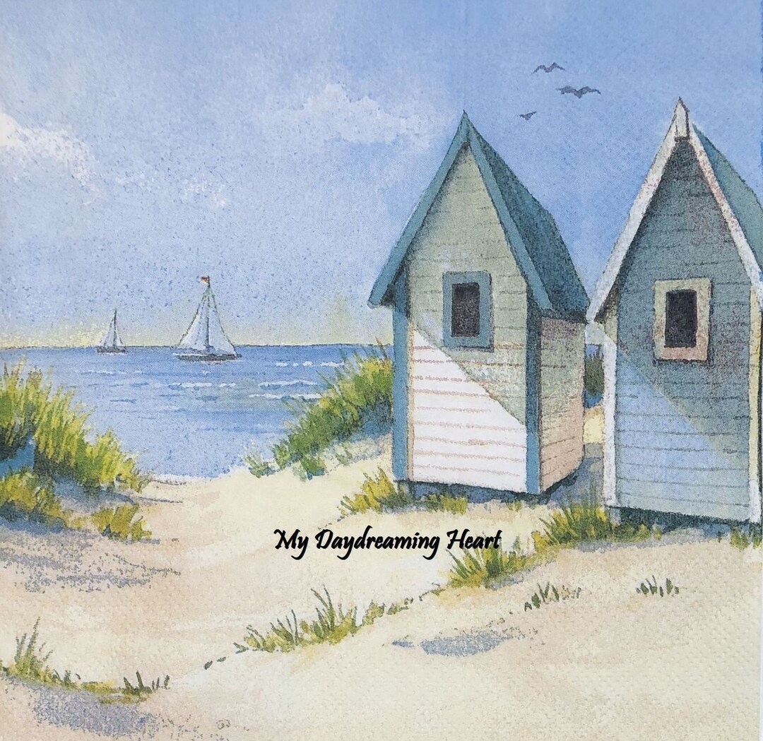 Beach Shanties Decoupage Napkins Coastal Scene Luncheon Napkins ...