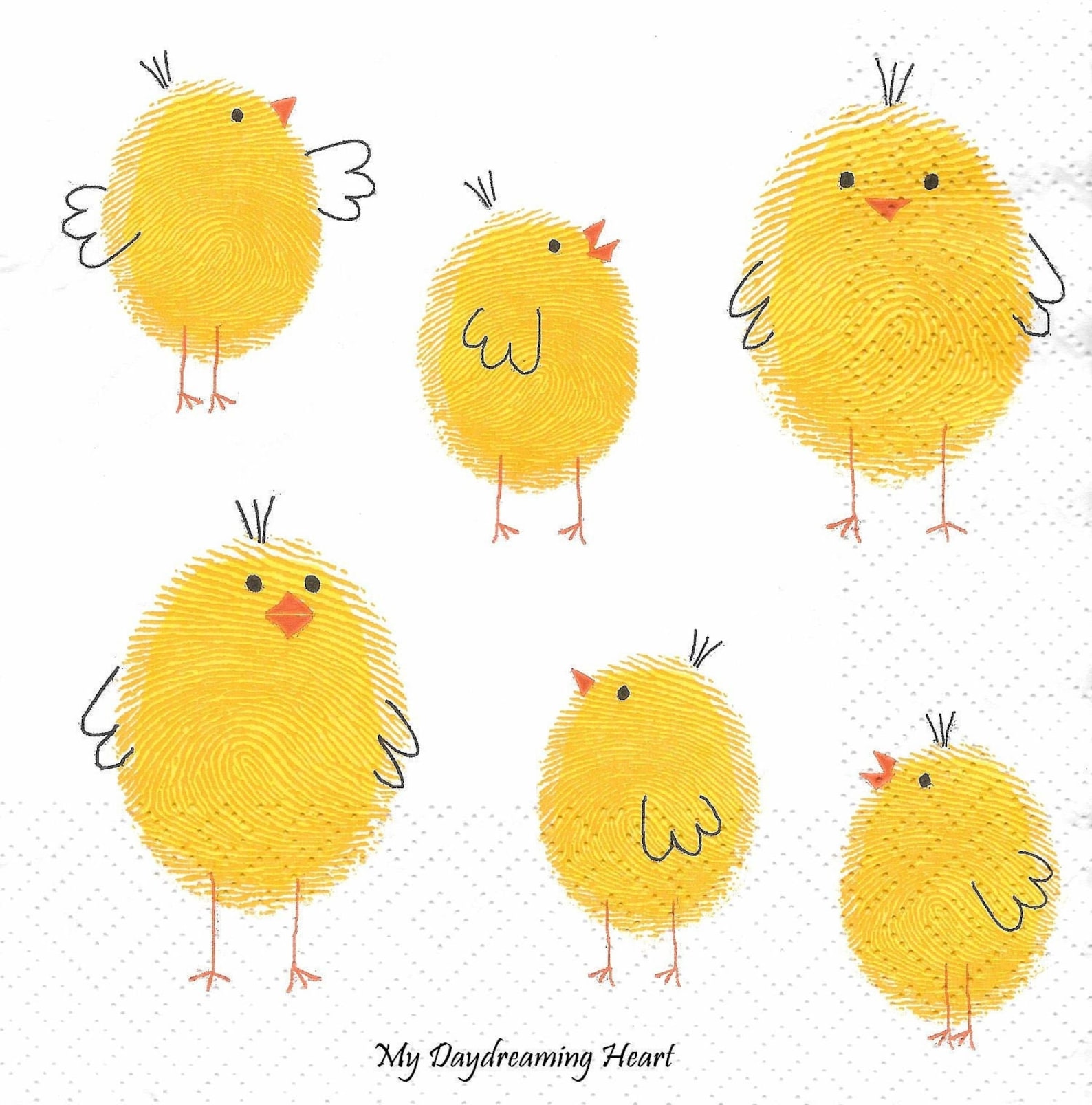 Thumbprint Baby Chicks Decoupage Paper Napkins Easter Spring - Etsy