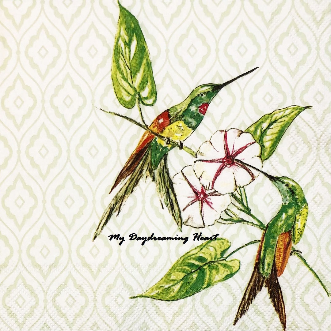 Hummingbirds Decoupage Napkins Set of 2 Beverage 10" X 10" Craft ...