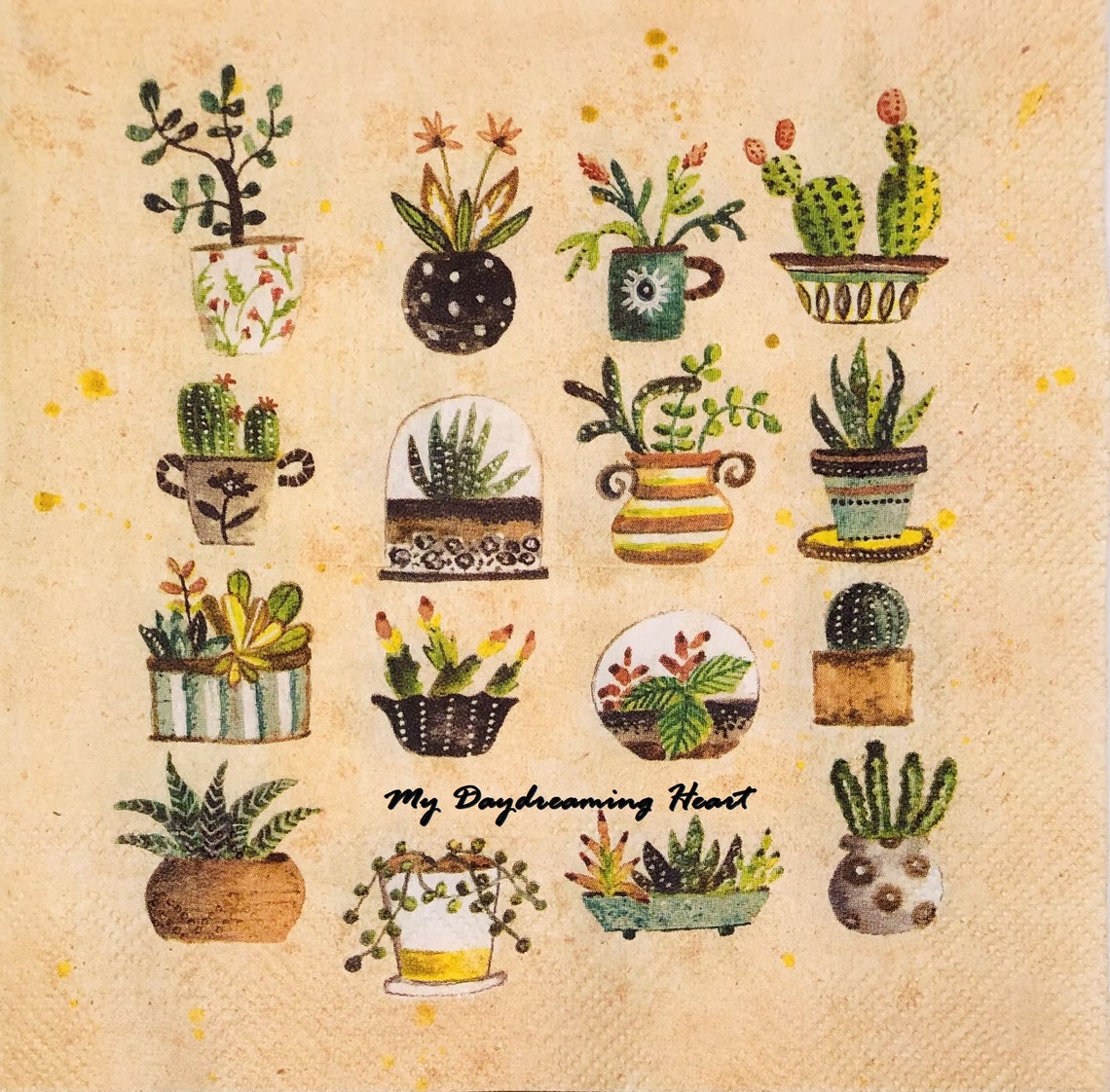 Cacti Display Decoupage Napkins Potted Succulents Decoupage - Etsy