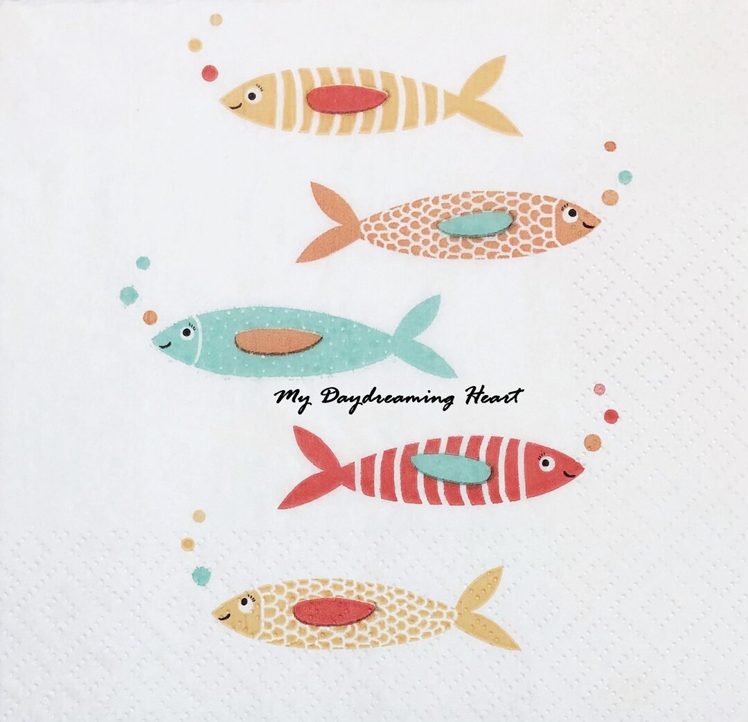 Animated Fish Decoupage Napkins Colorful Fun Fish Decoupage Napkins ...