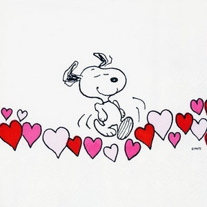 Snoopy Hearts Decoupage Napkins Snoopy Valentine Beverage Napkins ...