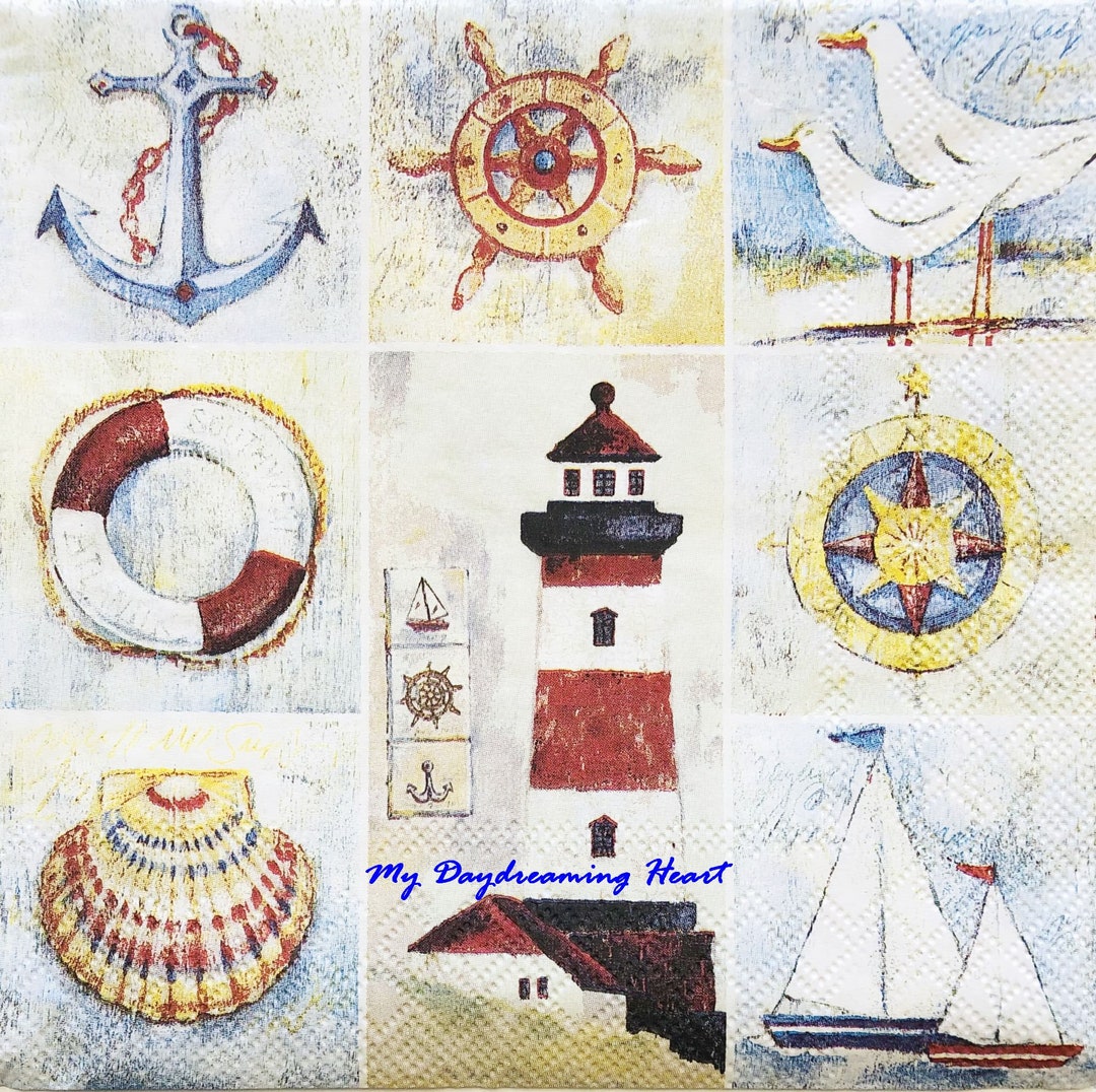 Nautical Decoupage Napkins 3 Lunch 13" X 13" Craft Napkins - Etsy