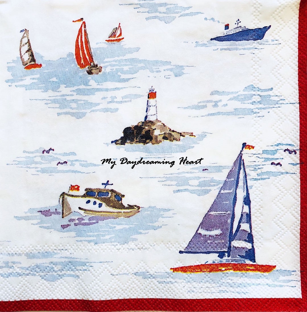 Coastal Boats Decoupage Napkins Ocean Vessels Napkins for Decoupage ...