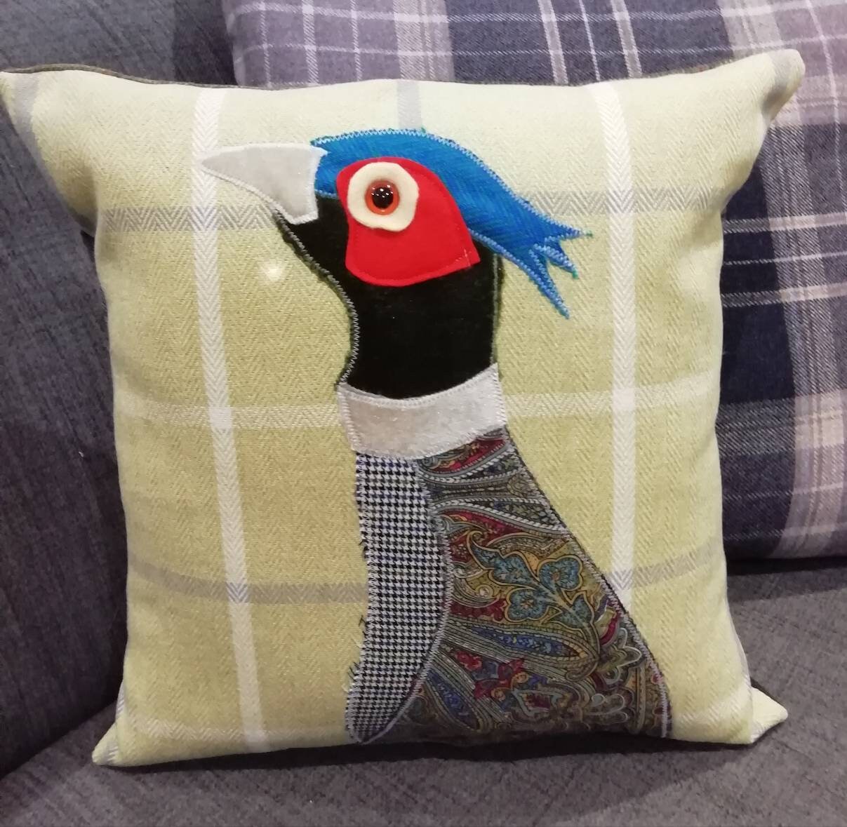 Pheasant Cushion Tweed Appliqué Wildlife Decorative - Etsy UK