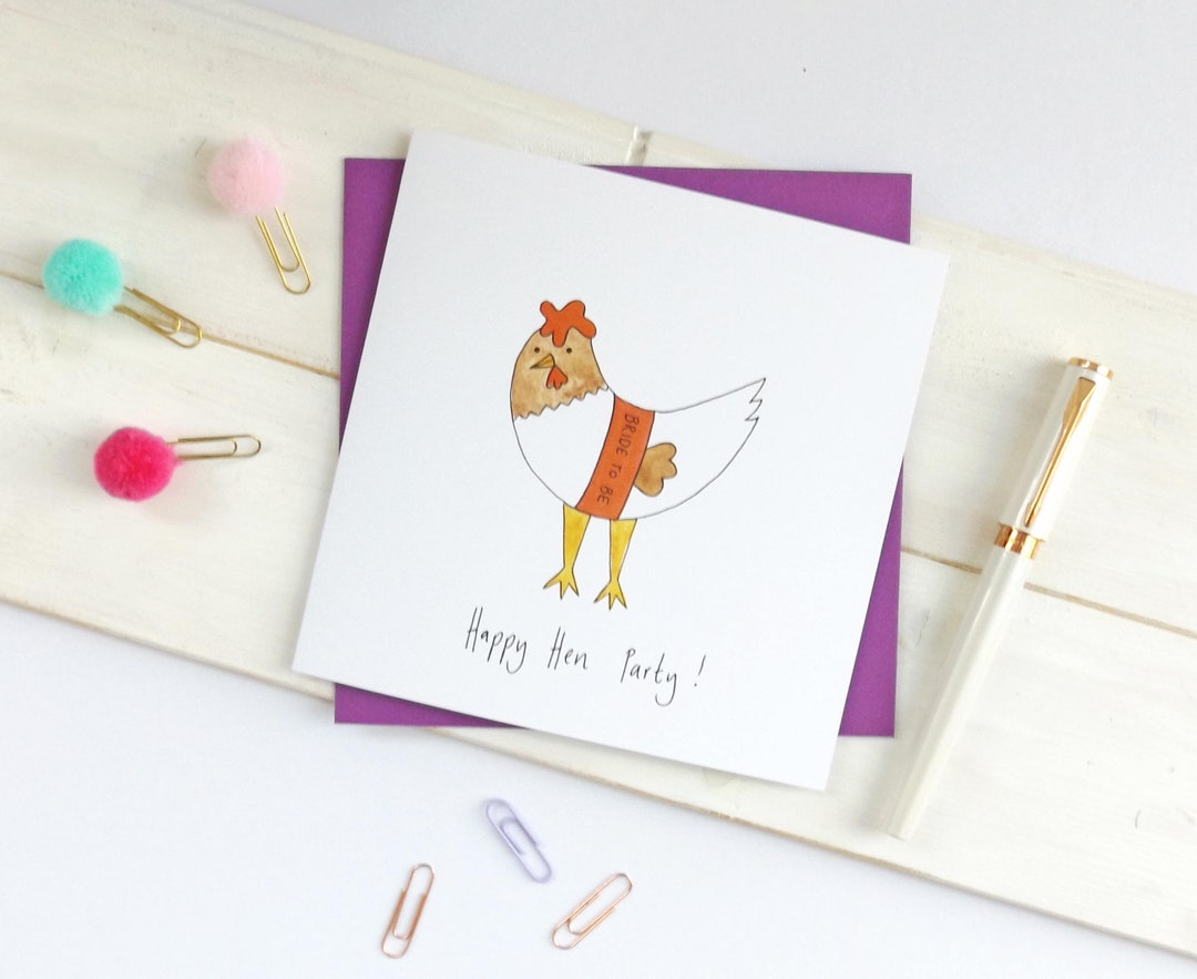 Cute Hen Party Card. Hen Party Card. Happy Hen Party. Bridal Shower ...