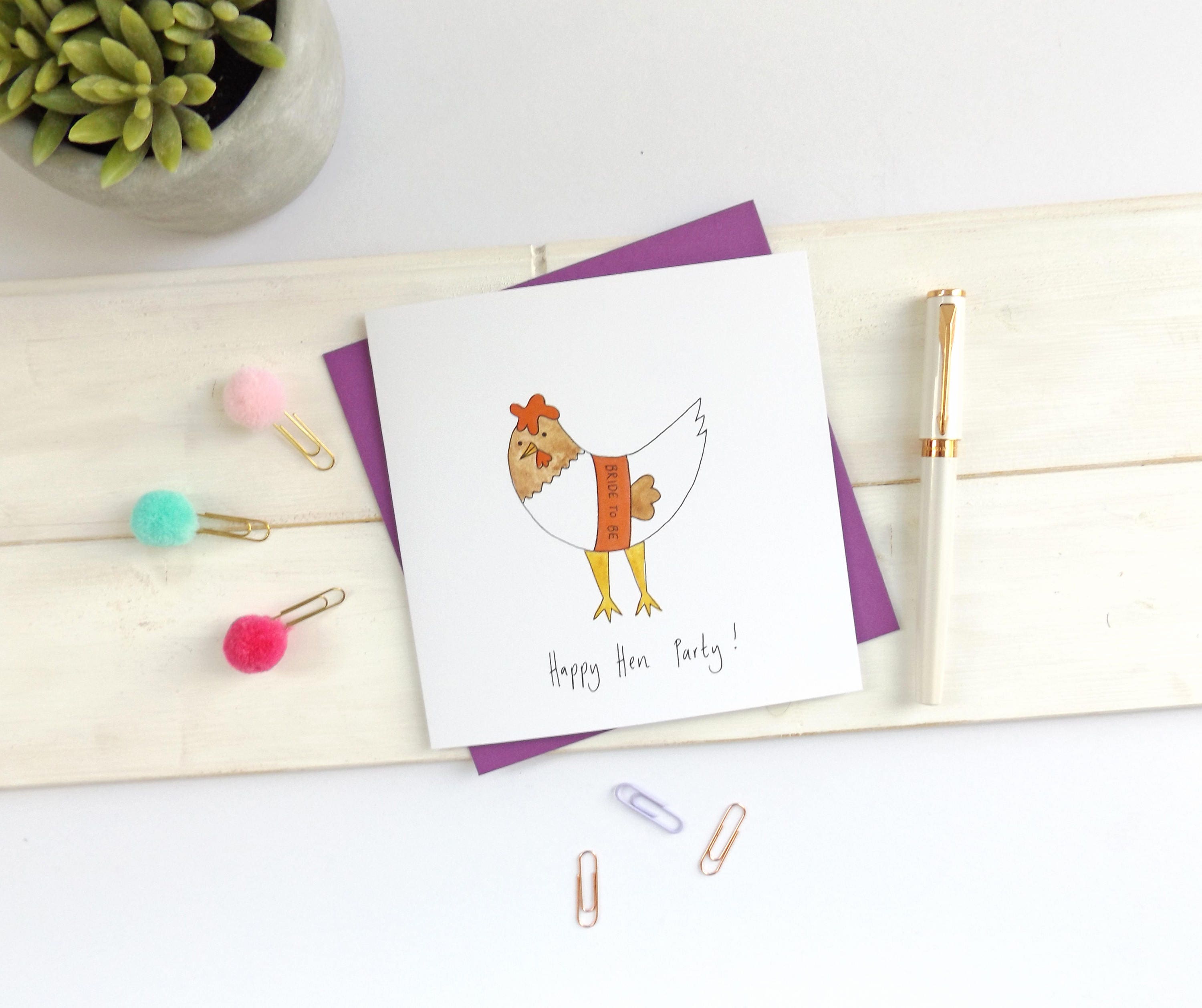 Cute Hen Party Card. Hen Party Card. Happy Hen Party. Bridal Shower ...